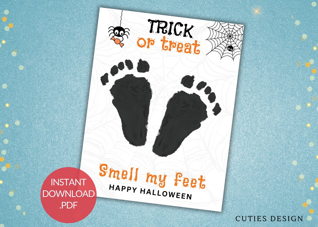 Halloween Footprint Art Craft Printable Baby Infant Footprint Memory ...