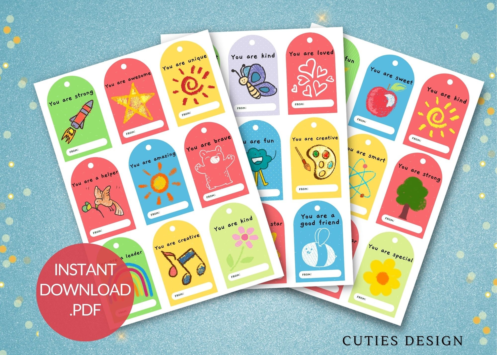 Kids Positive Affirmation Tags Printable Valentines Kids - Etsy