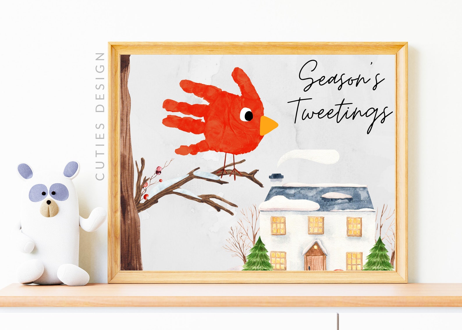 Christmas Handprint Art, Personalized Winter Cardinal Handprint Craft ...