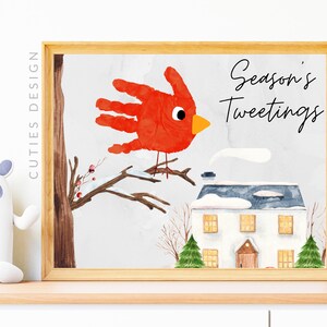 Christmas Handprint Art, Personalized Winter Cardinal Handprint Craft ...