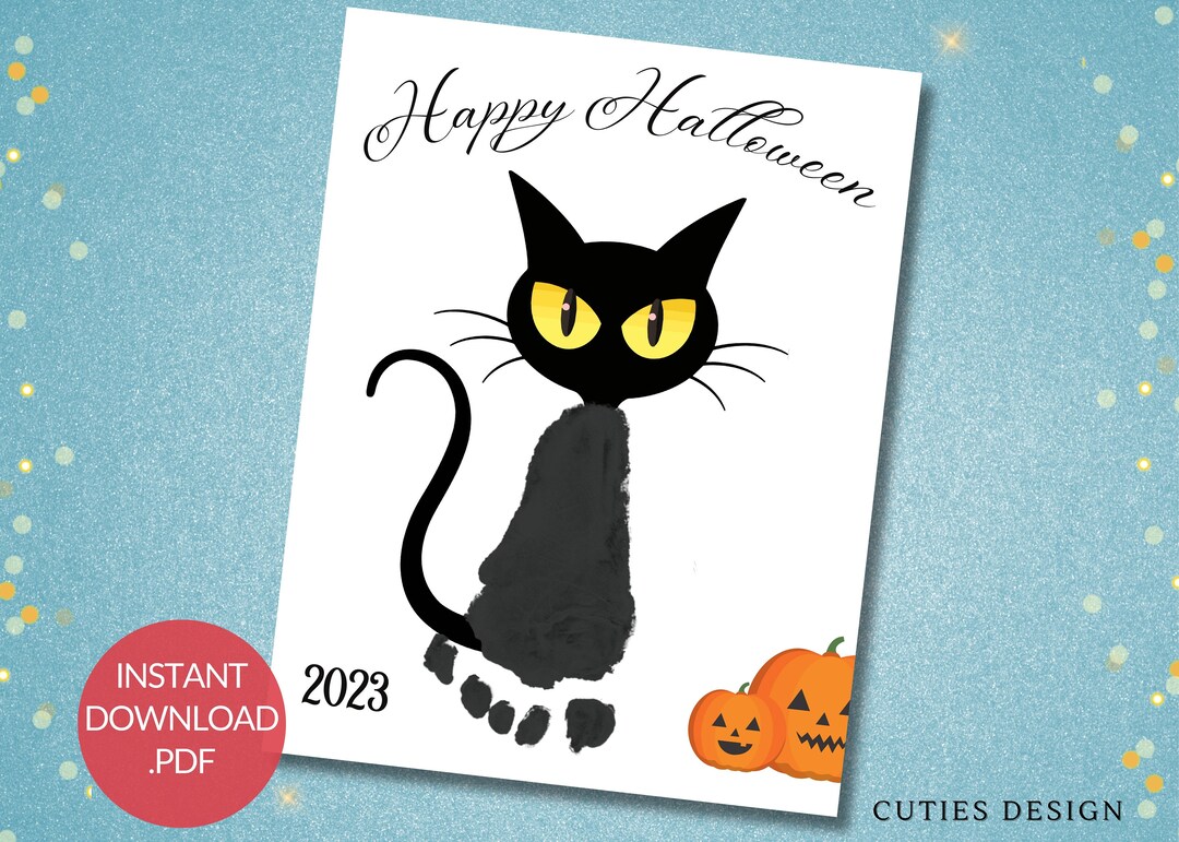 Halloween Printable Craft for Baby Footprint Keepsake Art Craft Teacher ...