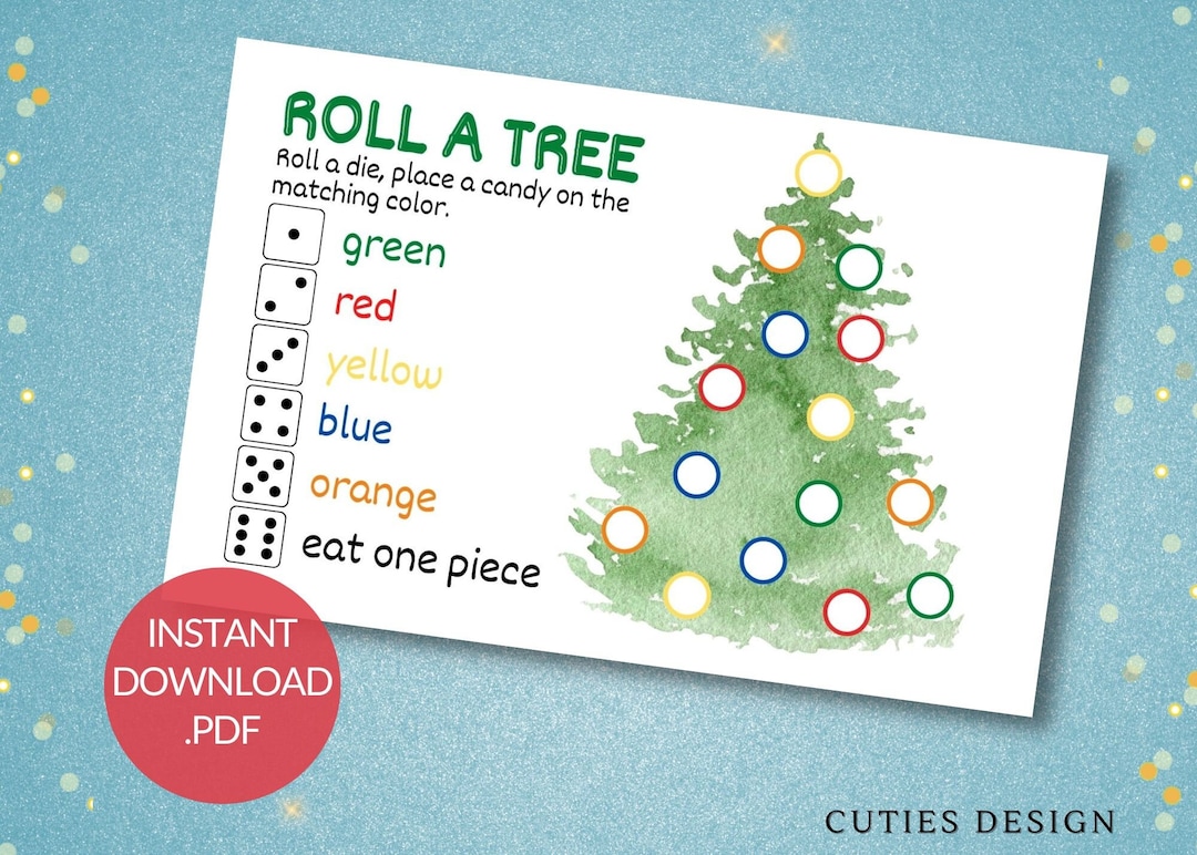 Roll a Christmas Tree Game, Instant Download Christmas Game for Kids ...