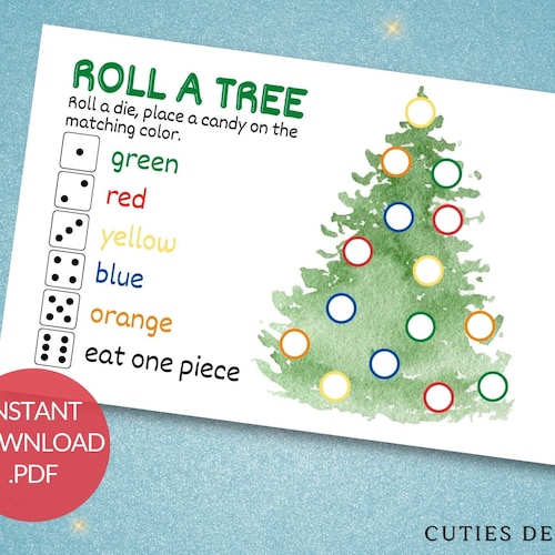 Roll a Christmas Tree Game Instant Download Christmas Game - Etsy
