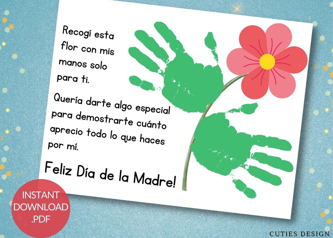 Mother's Day Spanish Handprint Printable Baby Keepsake Art Craft Dia De ...