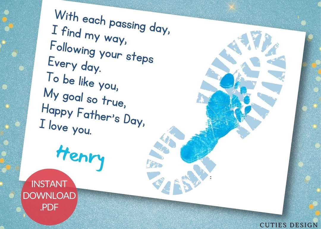 Father's Day Footprint Printable Baby Keepsake Art Craft Teacher Parent ...