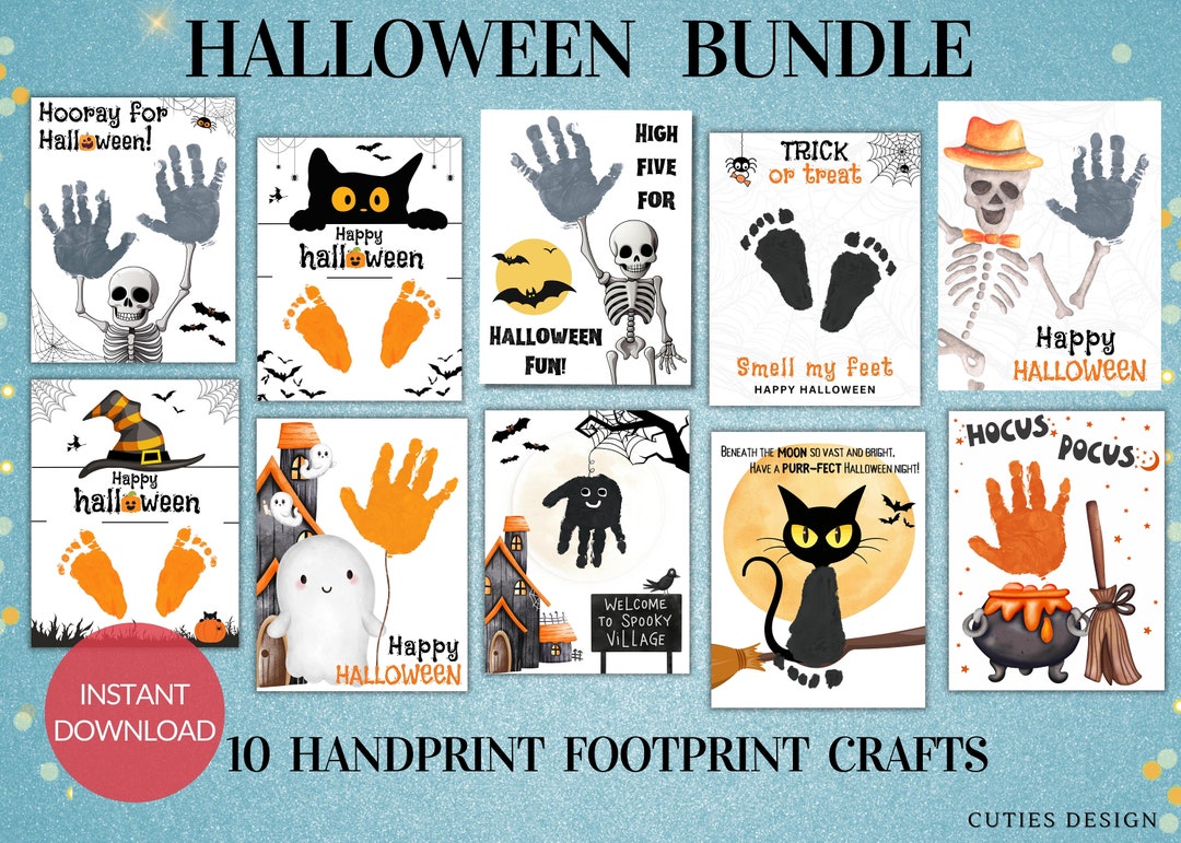 Halloween Handprint Footprint Art Craft Bundle Preschool Activity ...