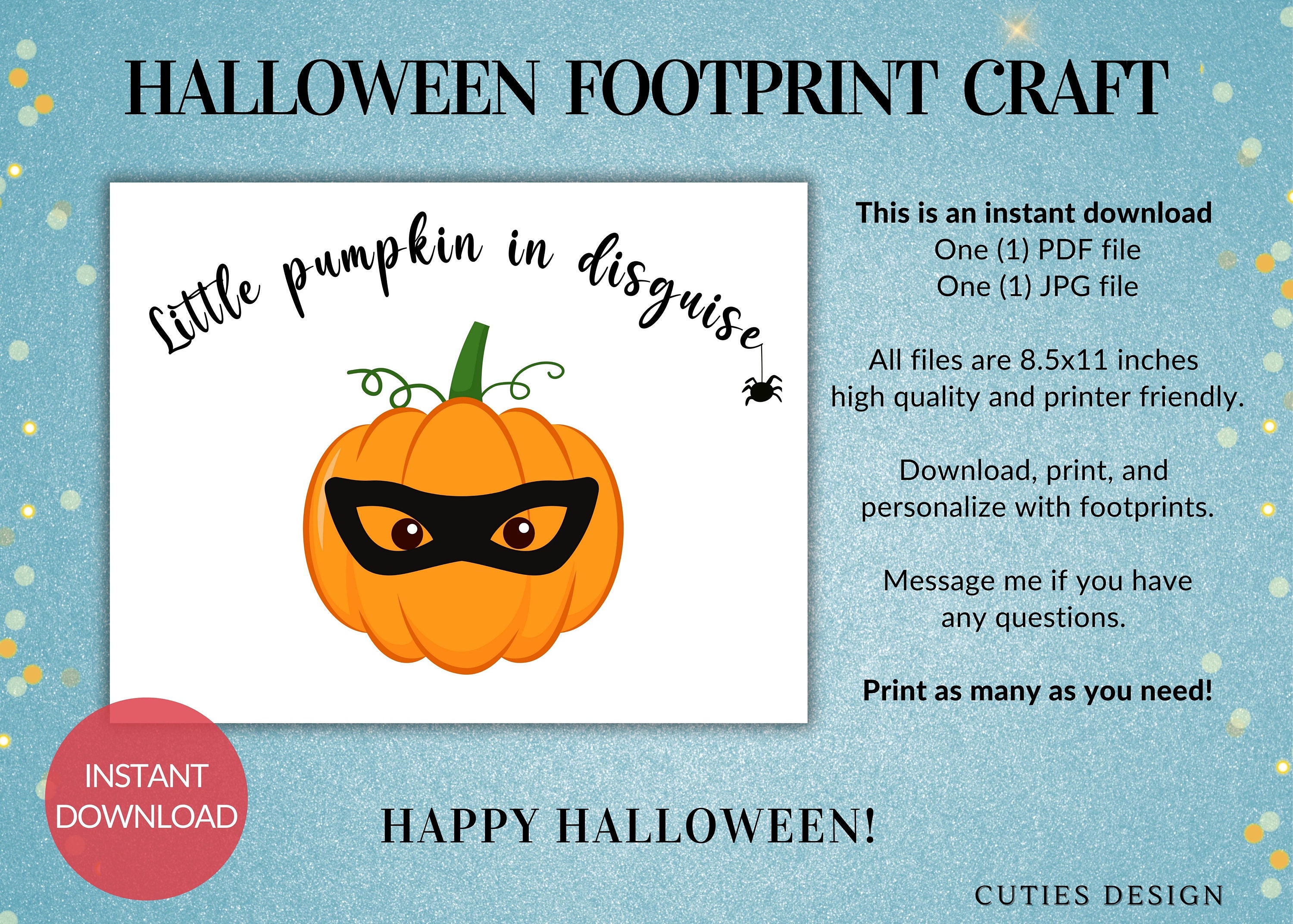 Halloween Printable Craft for Baby Footprint Memory Keepsake Art ...