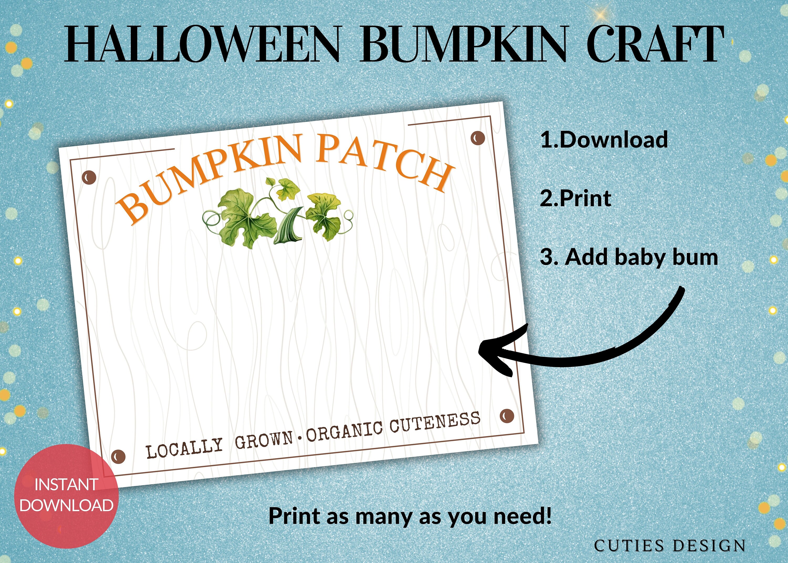 Bumpkin Patch Craft Printable Baby Bottom Print First Halloween Memory ...