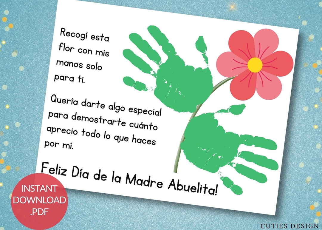 Abuela Día de la Madre Huella de la mano en español Recuerdo imprimible ...