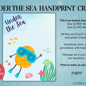Under the Sea Printable Craft for Baby Handprint Keepsake Art Craft ...