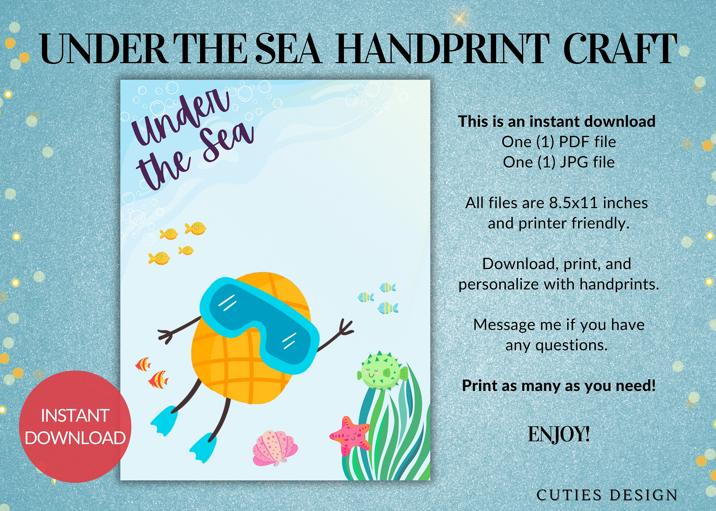 Under the Sea Printable Craft for Baby Handprint Keepsake Art Craft ...