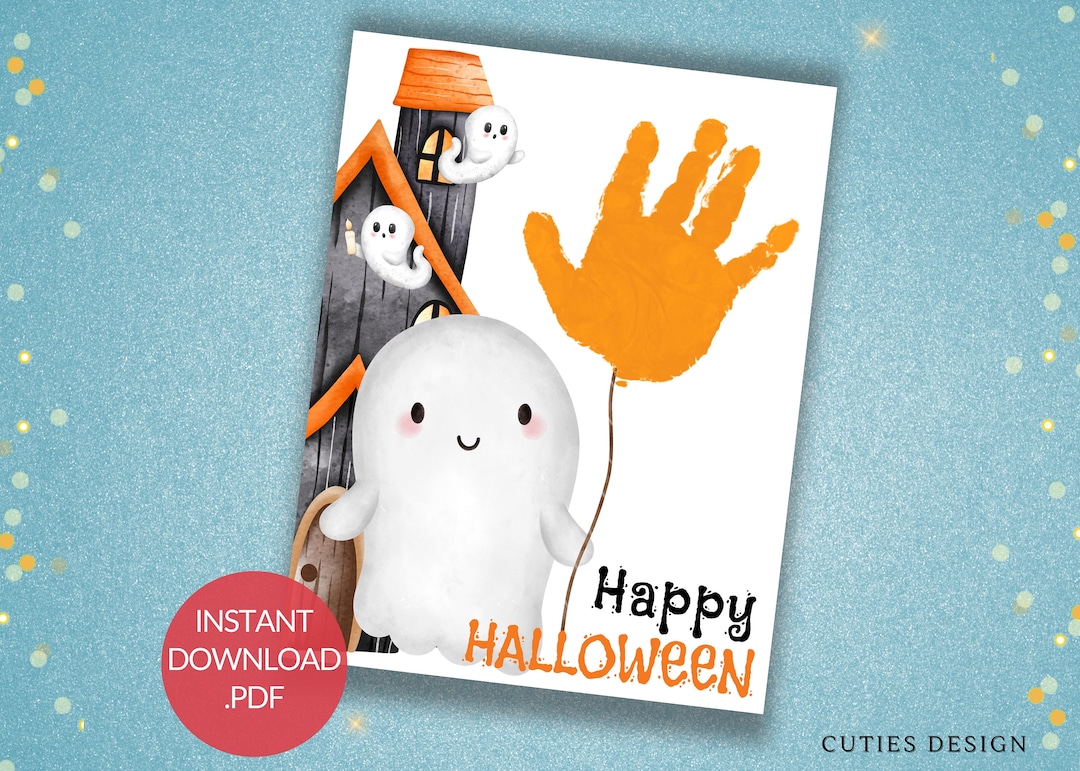 Halloween Ghost Handprint Art, Keepsake Craft (PDF Download) - Etsy