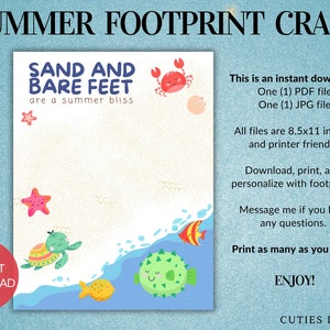 Summer and Sand Printable Craft for Baby Footprint Keepsake Art Craft ...