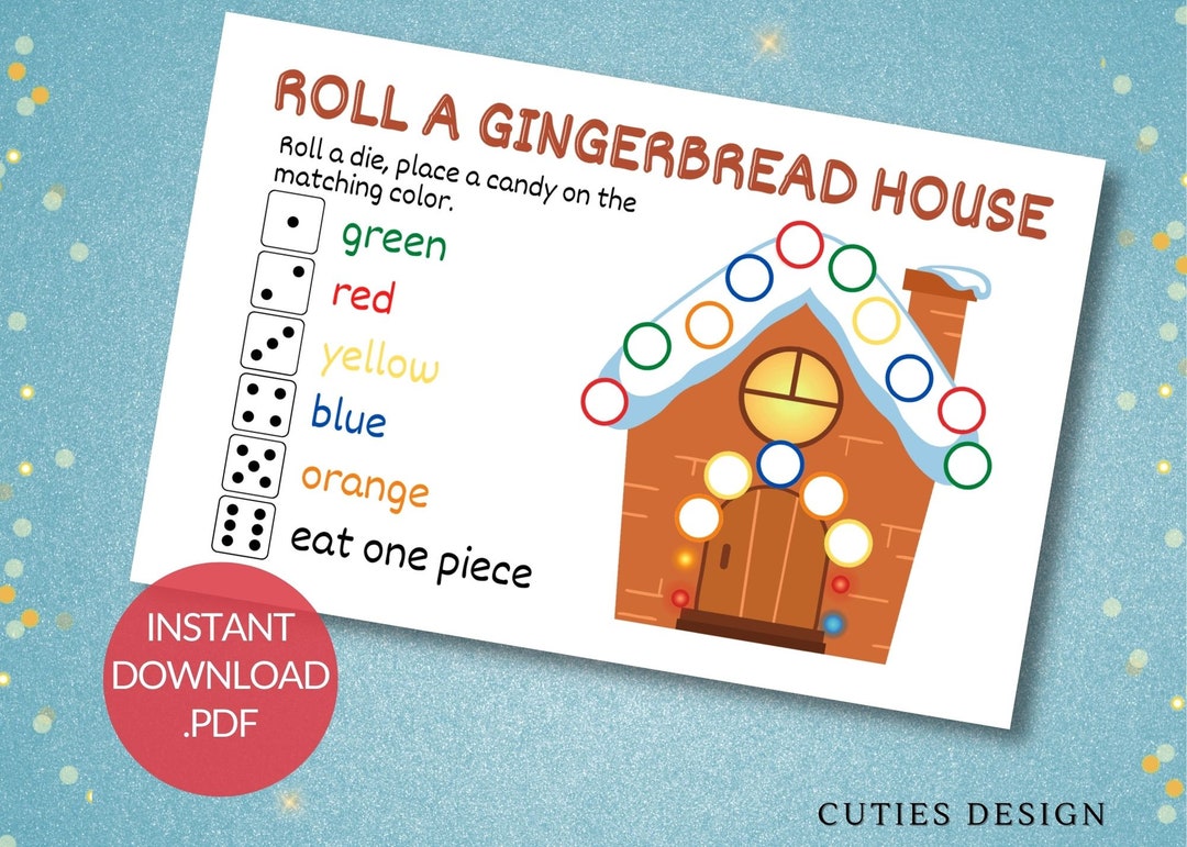 Roll a Gingerbread House Game, Instant Download Christmas Game for Kids ...