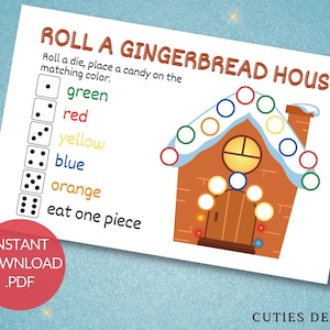 Roll a Gingerbread House Game, Instant Download Christmas Game for Kids ...