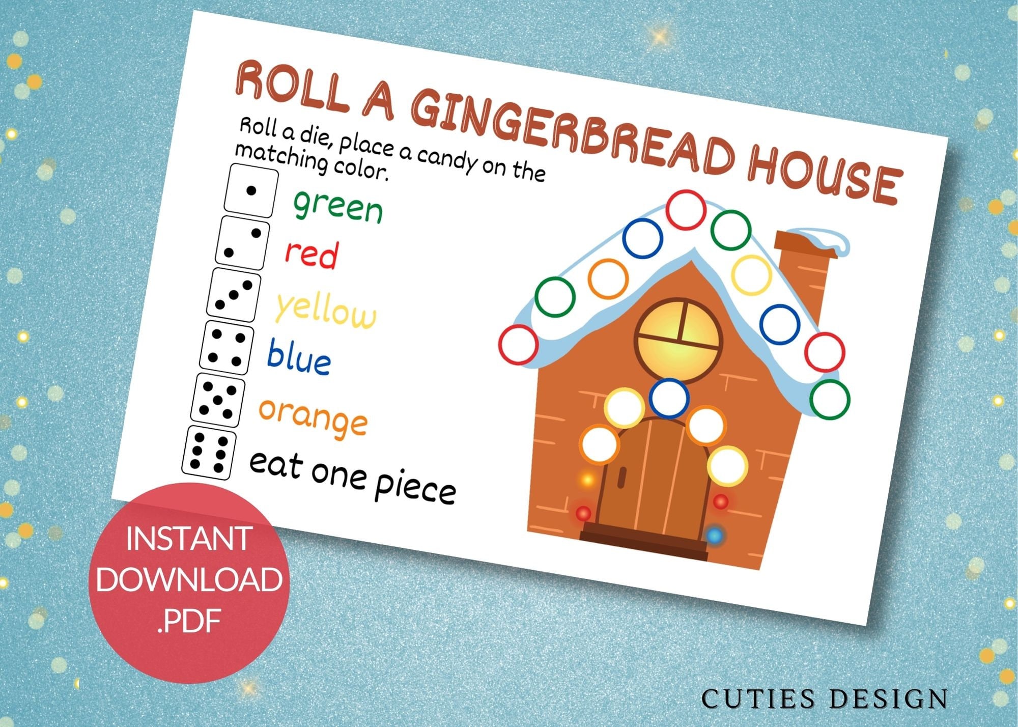 Roll a Gingerbread House Game, Instant Download Christmas Game for Kids ...