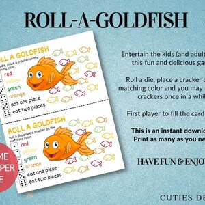 Roll a Goldfish Game, Instant Download Fun Game for Kids, Printable ...