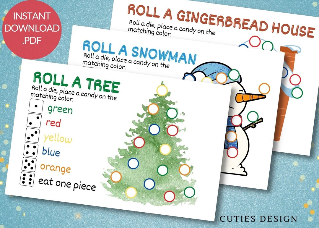 Roll a Die Game Bundle Instant Download Christmas Games for Kids ...