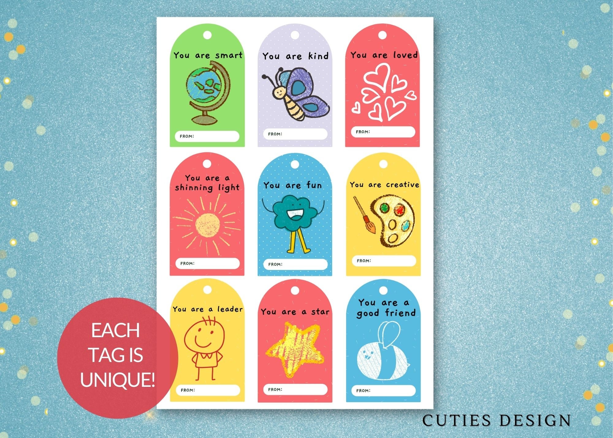 Kids Positive Affirmation Tags Printable Valentines Kids - Etsy