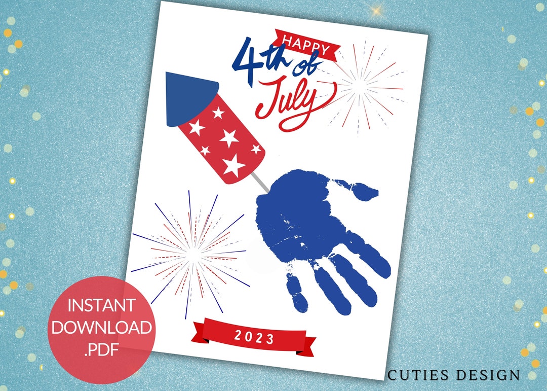 4th of July Printable Craft for Baby Toddler Handprint Keepsake Art ...