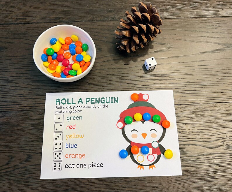 Roll a Penguin Game, Instant Download Christmas Game for Kids ...
