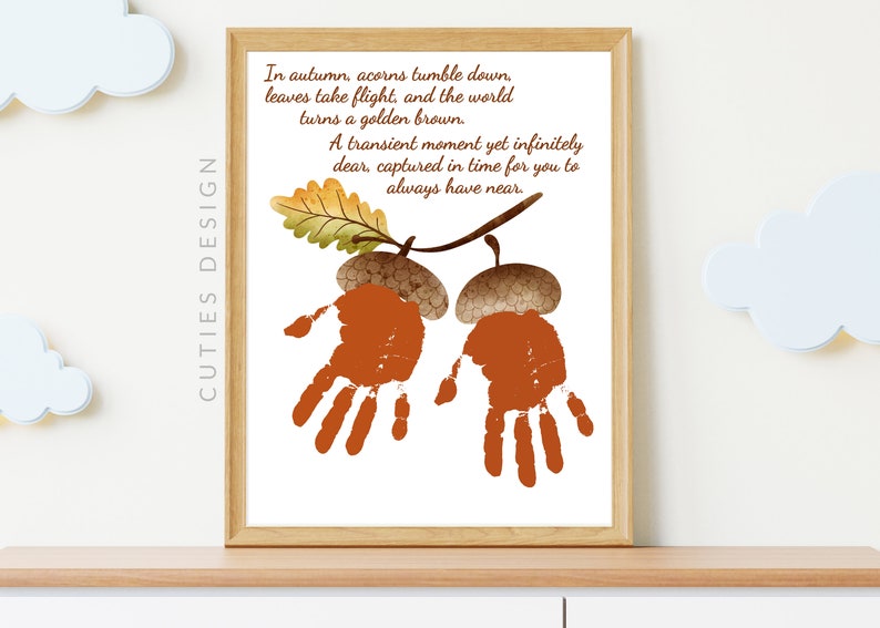 Handprint Art Fall Acorns Craft Printable Baby Card Memory Keepsake ...