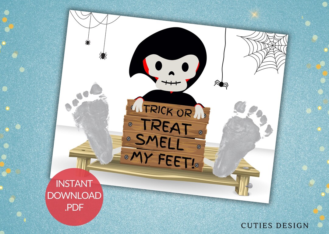 Halloween Gift Printable Footprint Craft for Baby Memory Keepsake Trick ...