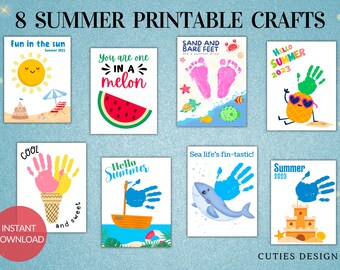 Summer Beach Printable Craft for Baby Toddler Fingerprint Keepsake Art ...