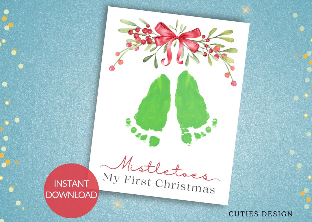 My First Christmas Footprint Art Baby First Holiday Card Memory ...