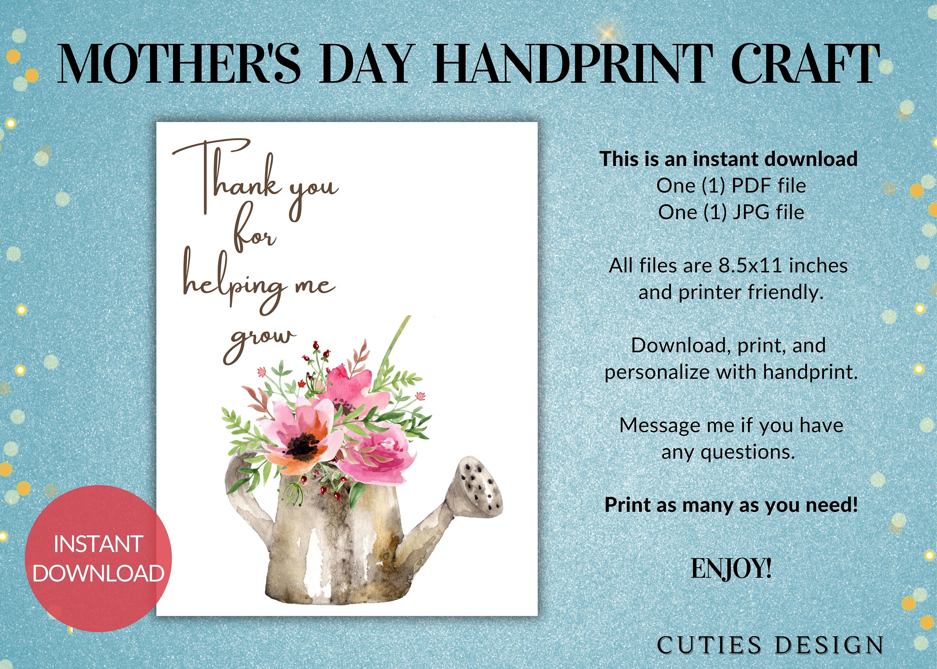 Flower Handprint Art Print Downloads Happy Mothers Day Handprint Poem ...