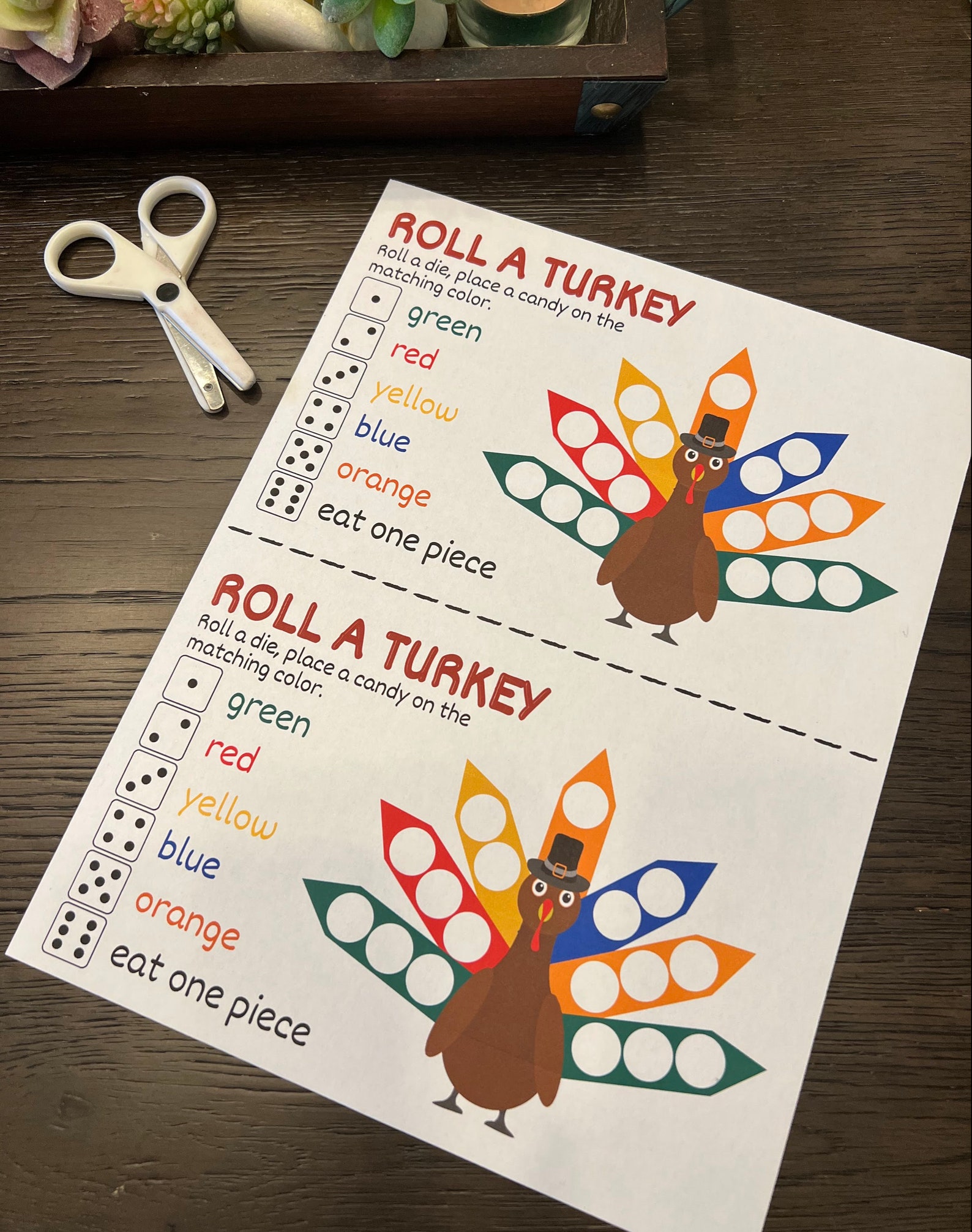 Roll a Turkey Thanksgiving Game, Instant Download Thanksgiving Game for ...