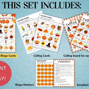 Thanksgiving BINGO 120 Printable Cards Thanksgiving Games for Kids ...