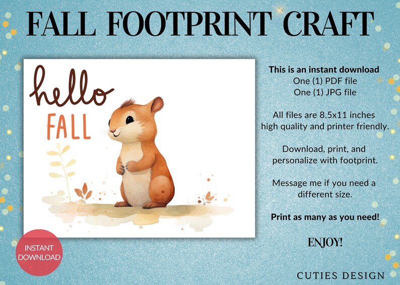 Footprint Fall Craft Kids Handprint Art Printable Baby Card - Etsy