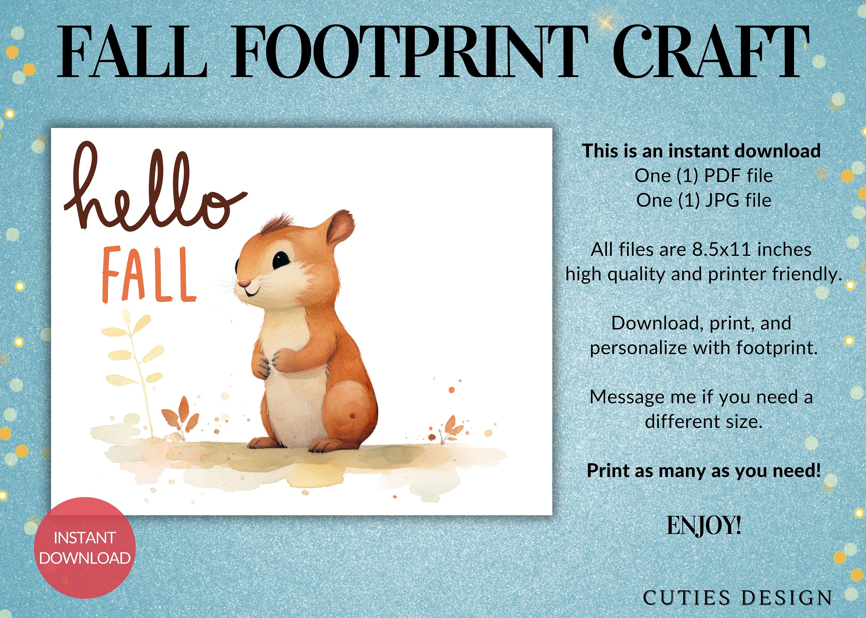 Footprint Fall Craft Kids Handprint Art Printable Baby Card - Etsy