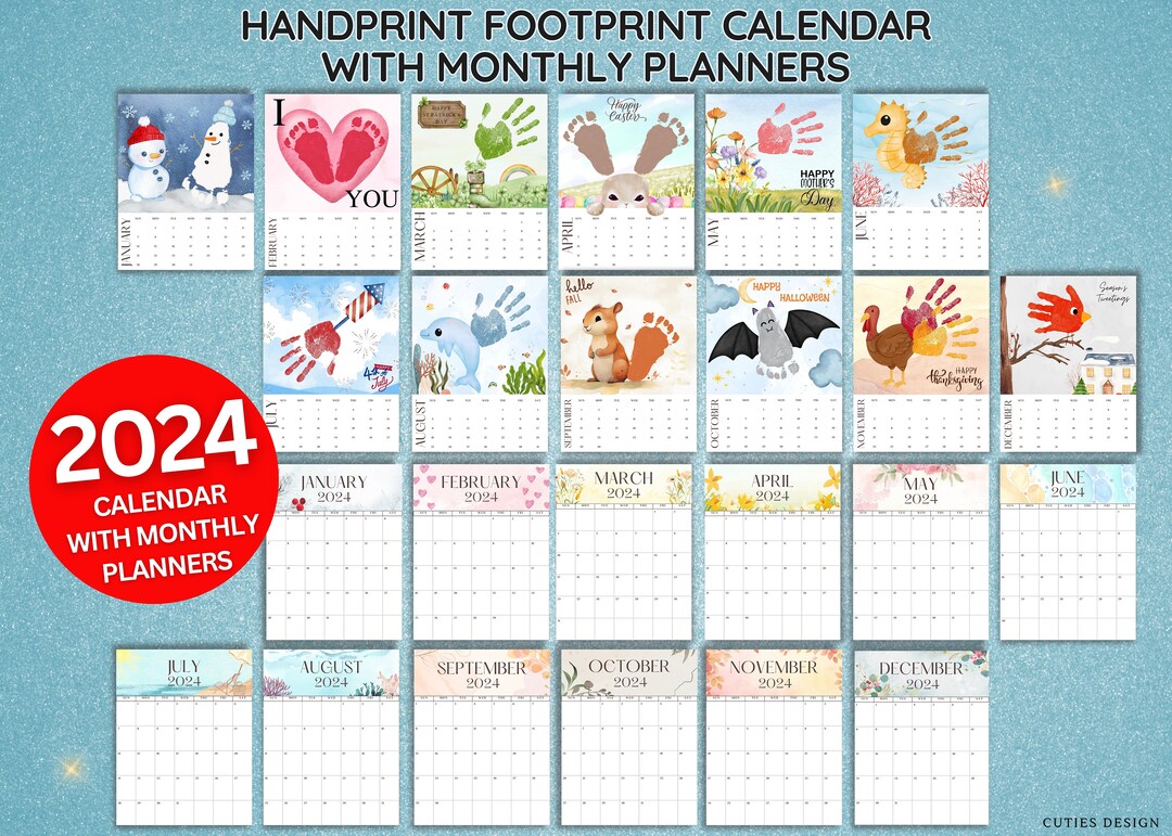 2024 Handprint Calendar With Monthly Planners, DIY Baby Toddler Memory ...