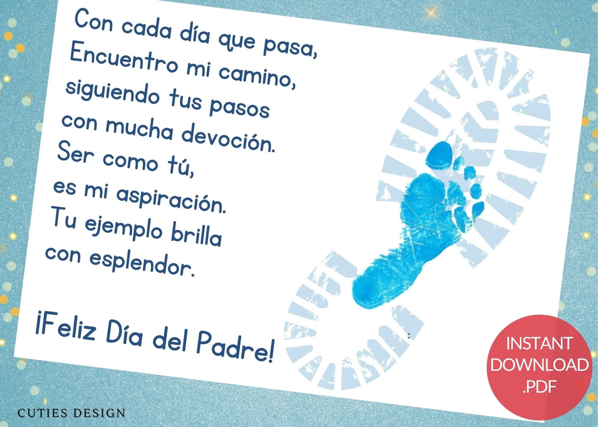 Father's Day Spanish Footprint Printable Baby Keepsake Art Craft Día ...