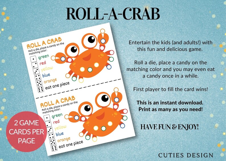 Printable Roll Dice Game, Instant Download Dice Game for Kids and ...