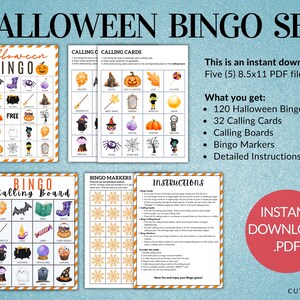 Halloween BINGO 120 Printable Cards Halloween Games for Kids Bingo Game ...