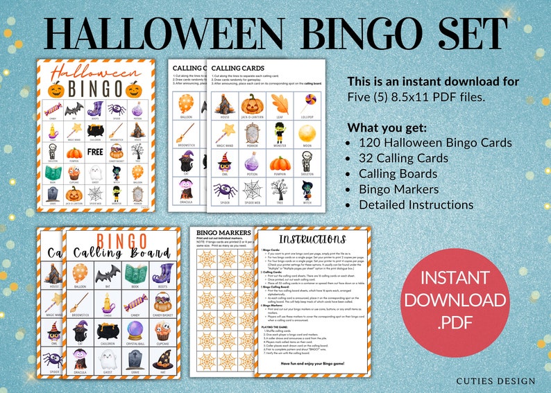 Halloween BINGO 120 Printable Cards Halloween Games for Kids - Etsy