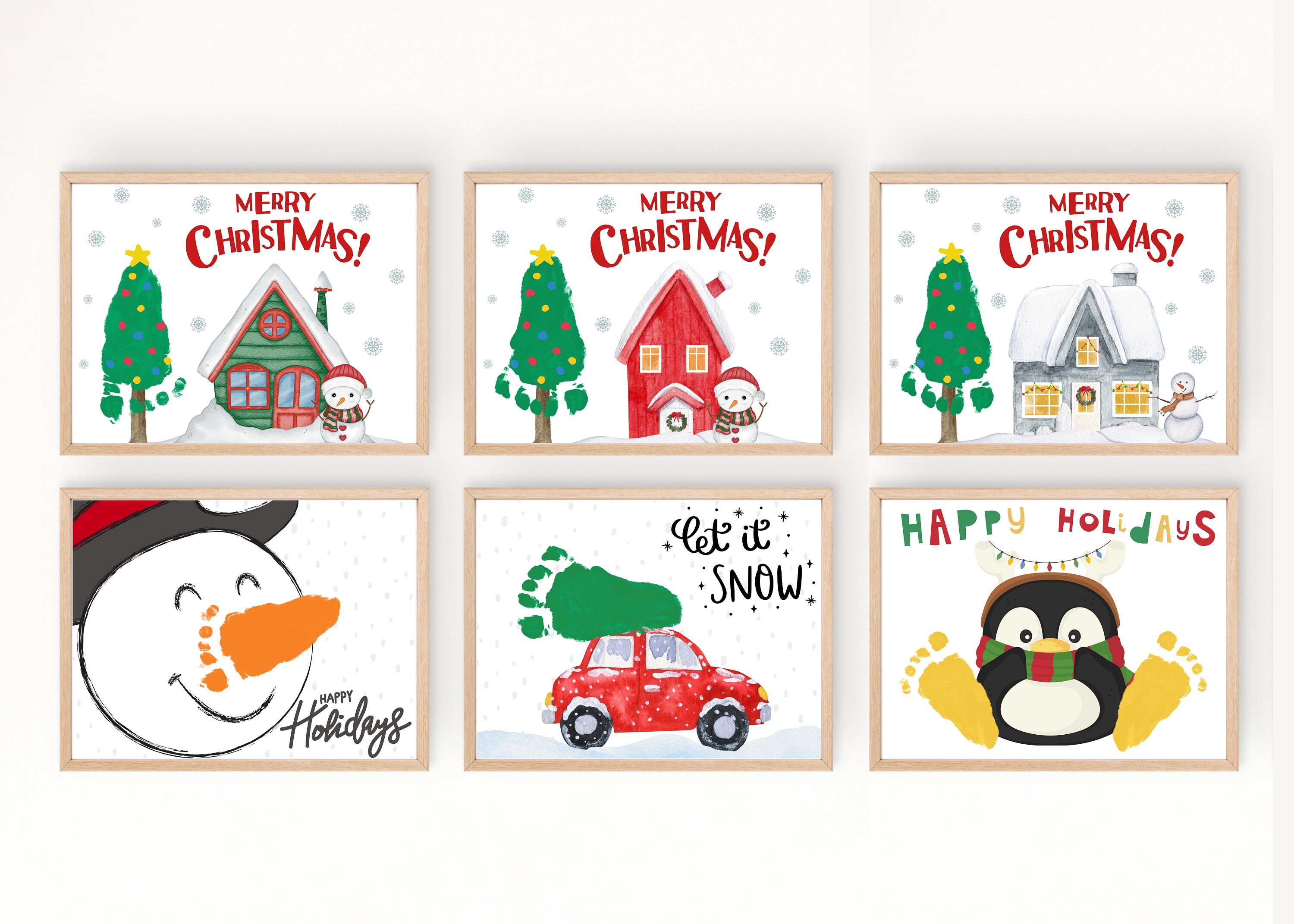 Christmas Handprint and Footprint Craft Bundle, Printable Art for Baby ...