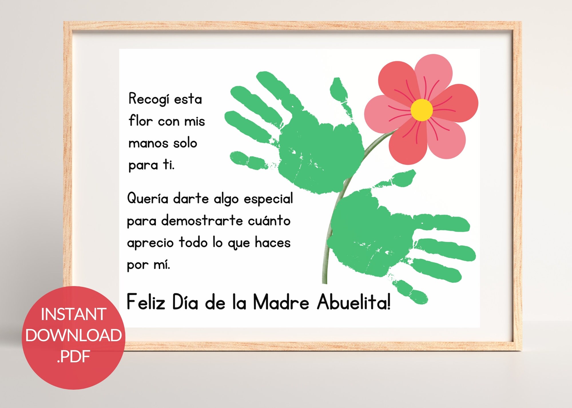 Grandma Mother's Day Spanish Handprint Printable Keepsake Art Craft Dia ...