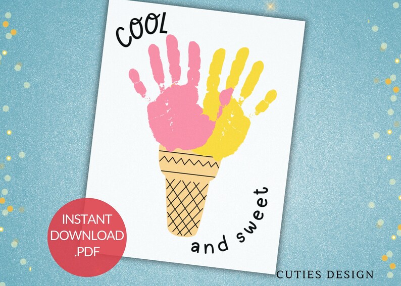 Summer Ice Cream Printable Craft for Baby Handprint Keepsake Art Craft ...