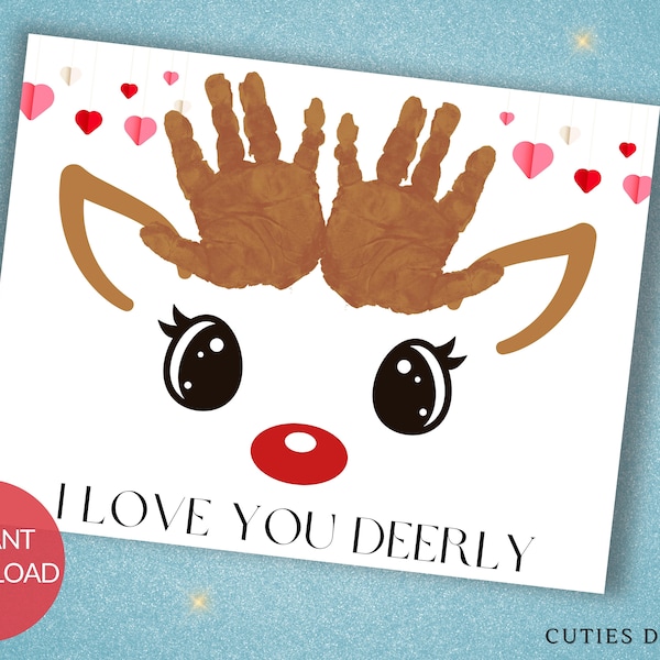 I Love You Deerly Handprint Craft - Etsy