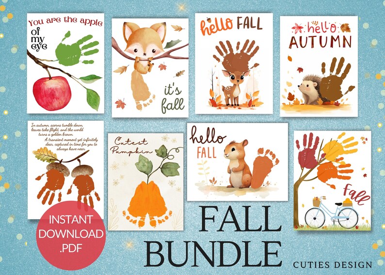 Handprint Art Fall Printable Craft Bundle for Baby Toddler Memory ...