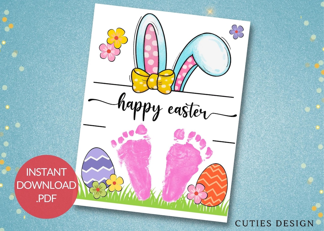 Footprint Easter Art Craft, Instant Download Easter Activity for Baby ...