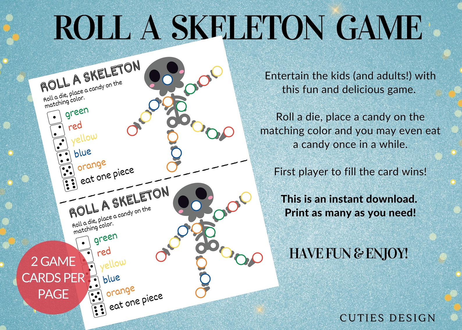 Halloween Game Roll a Die Instant Download Halloween Party Game for ...