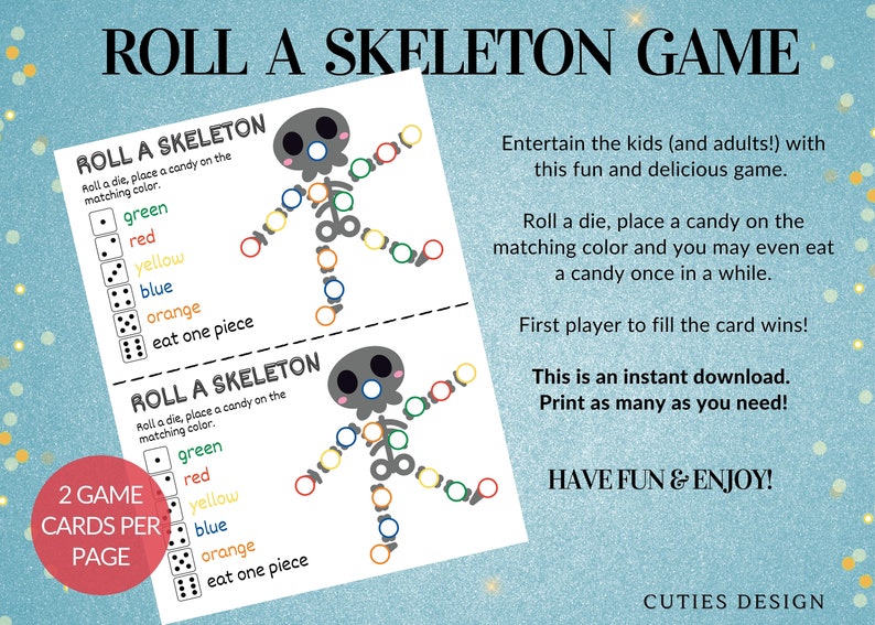 Halloween Game Roll a Die Instant Download Halloween Party Game for ...