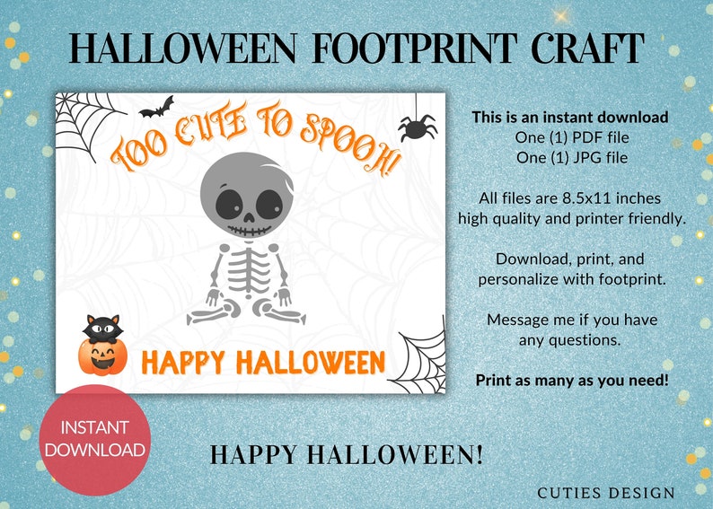 Halloween Gift Printable Craft for Baby Skeleton Footprint Memory ...