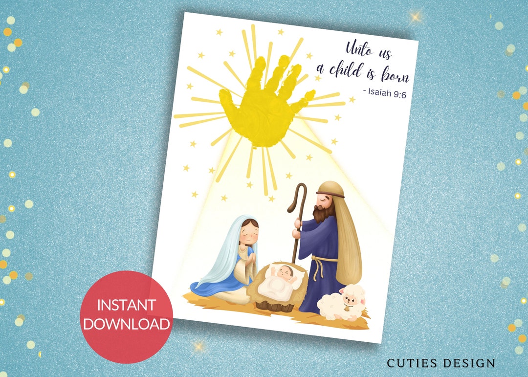 Jesus Nativity Christmas Handprint Art Craft Printable Christian Craft ...