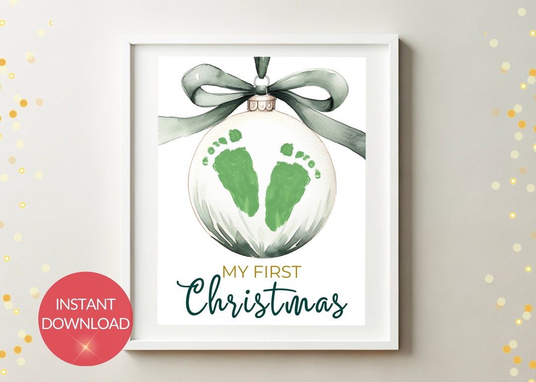 My First Christmas Printable Craft, Infant Handprint Footprint Memory ...